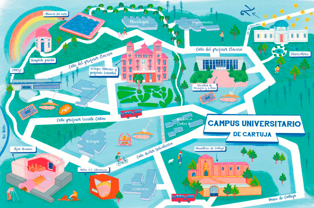 Mapa cultural ilustrado del Campus de Cartuja – Programa Educativo UGR